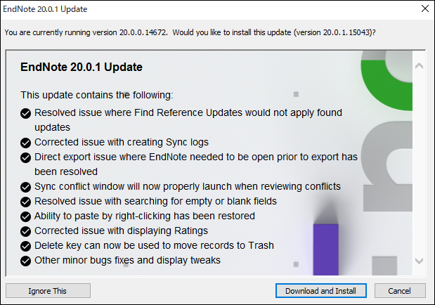 Q：EndNote 20 のアップデート履歴（Windows／Macintosh） | EndNote（文献管理、論文作成）