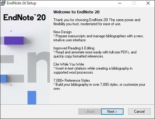 Q：EndNote 20 Windows 版インストール方法及び注意事項 | EndNote（文献管理、論文作成）