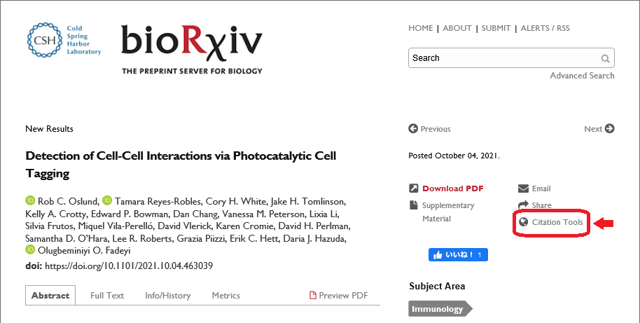 Q：bioRxiv から文献情報を取り込む方法 | EndNote（文献管理、論文作成）
