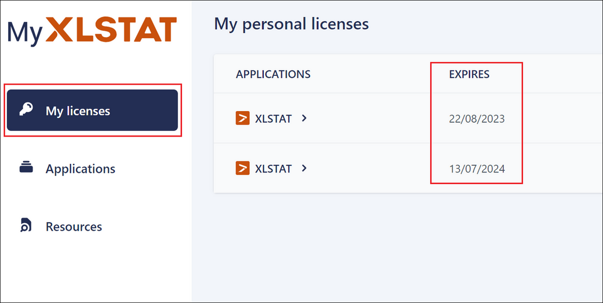 Q：XLSTAT のライセンス有効期限を確認する方法 | XLSTAT